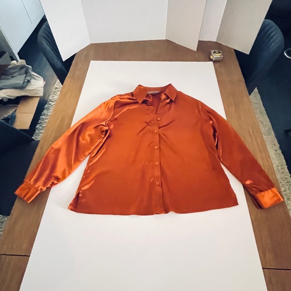 TanJay | Tops | Tanjay Shimmering Rust Satin Blouse | Poshmark